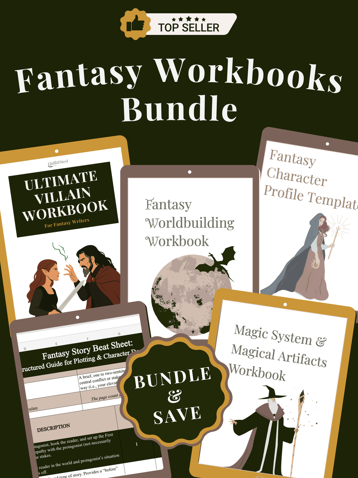 Complete Fantasy Writing Templates Bundle (5-Pack) — Quill&Steel