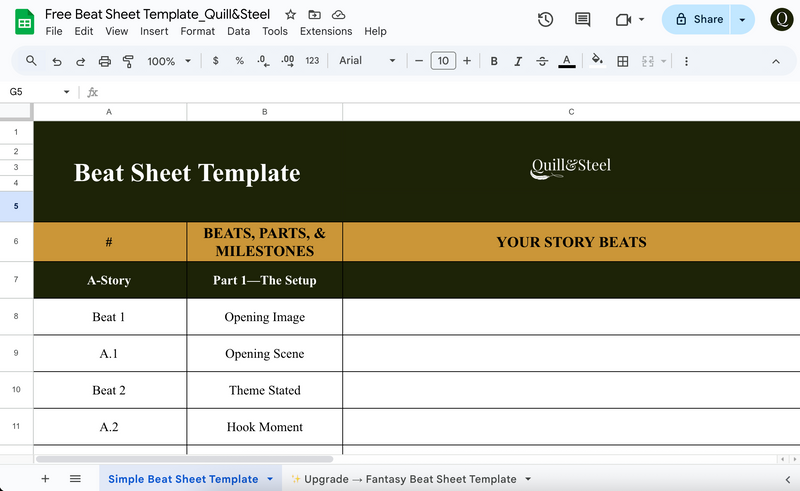 Free Beat Sheet Template - Quill&Steel